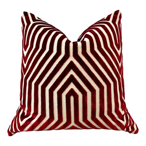 Schumacher Vanderbilt Velvet Pillow Garnet Contemporary Raised