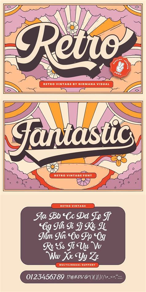 Retro Vintage Groovy Font Vintage Fonts Retro Typography Retro Graphic Design