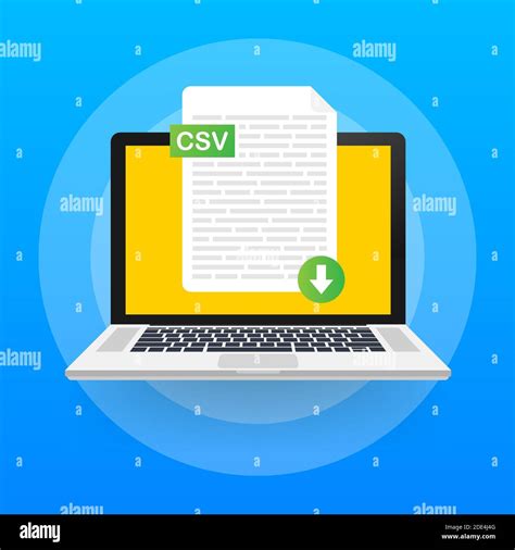 Download CSV Button On Laptop Screen Downloading Document Concept File With CSV Label And Down