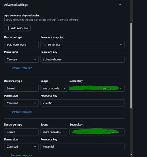 read secrets from app resources after added them from key vault using