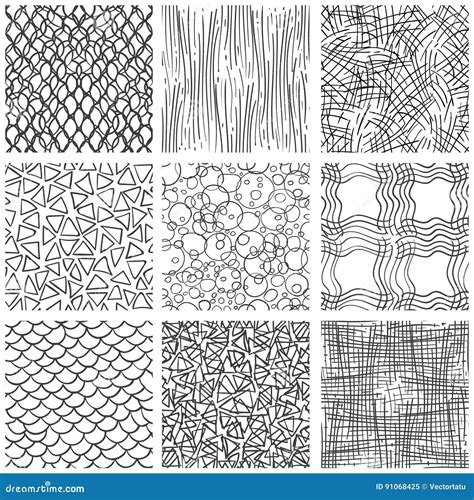 Abstract Pen Sketch Seamless Pattern Set Stock Vector Illustration Of Monochrome Decorative Abstract Pen Sketch Seamless Pattern Set Stock Vector Illustration Of Monochrome Decorative