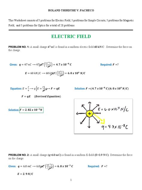 Pacheco R T General Physics Practice Problems Pdf Electric Field Electrical Network