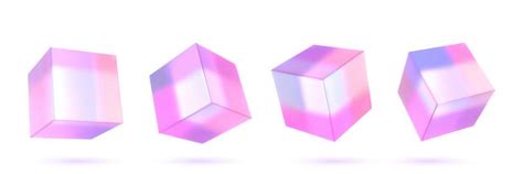 Set Of Holographic 3d Glass Cubes Royalty Free Vector Image
