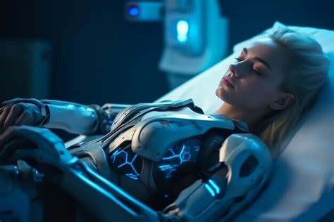 Premium Ai Image Female Cyborg Lying On The Hospital Bed
