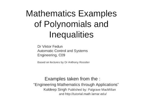 Ppt Mathematics Examples Of Polynomials And Inequalities Dokumentips