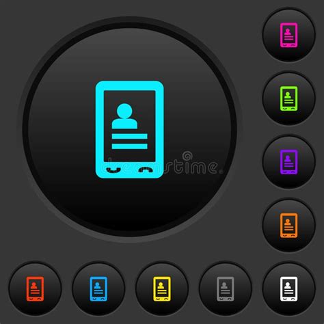 Mobile Contacts Icons On Color Glossy Rectangular Menu Button Stock Vector Illustration Of