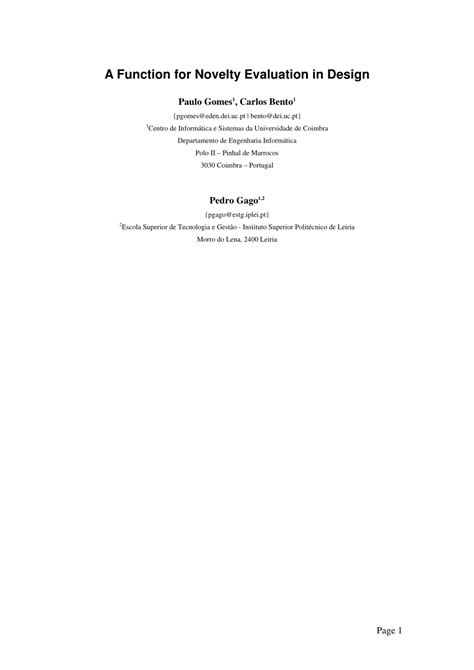 Pdf A Function For Novelty Evaluation In Design