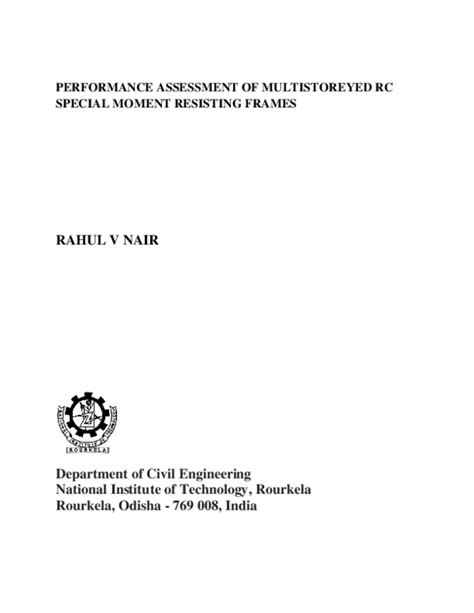 Performance Assessment Of Multistoreyed Rc Special Moment Resisting Frames