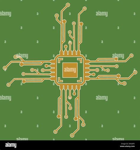 Flat Microelectronics Circuits Circuit Board Vector Green Background Stock Vector Image And Art