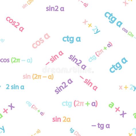 Seamless Pattern With Mathematical Formulas And Numbers Algebra And Geometry Calculations