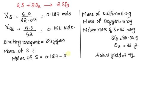 solved solid sulfur and oxygen gas react to produce sulfur trioxide as