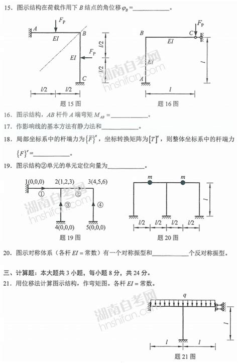 结构力学二自考真题及答案解析2023年4月自学考试历年题目试卷库湖南师范大学自考