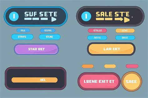 Soft Style Game Ui Vector Set Select Level And Level Start Popup Button With Editable Text
