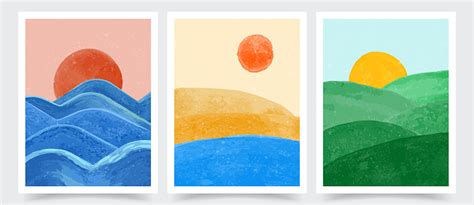 벡터 그림입니다 추상적인 현대미학 배경 표지 포스터 브로셔 잡지 엽서 전단지 배경 화면 디자인 내부 벽 장식 수채화 그림 자연 장면 풍경에 대한 스톡 벡터 아트 및 기타