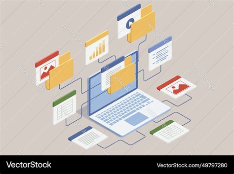 Isometric Online Documentation Database Royalty Free Vector