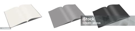 3개의 잡지 빈 템플릿 흰색 회색 및 검정색으로 프레젠테이션 레이아웃 및 디자인 래스터 그림입니다 가리기에 대한 스톡 벡터 아트 및 기타 이미지 Istock