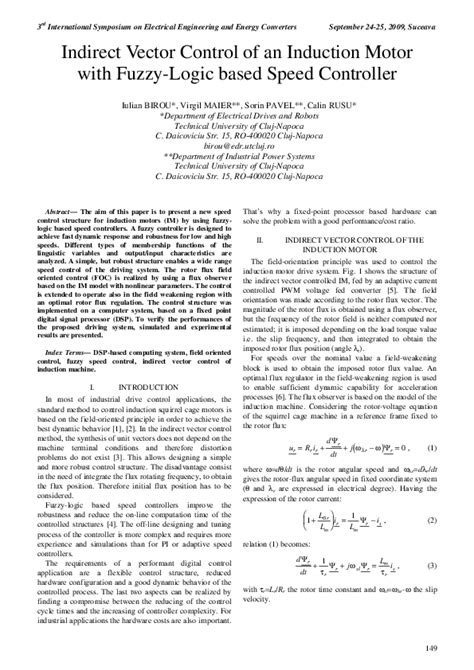 pdf indirect vector control of an induction motor with fuzzy logic