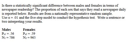 Solved Is There A Statistically Significant Difference