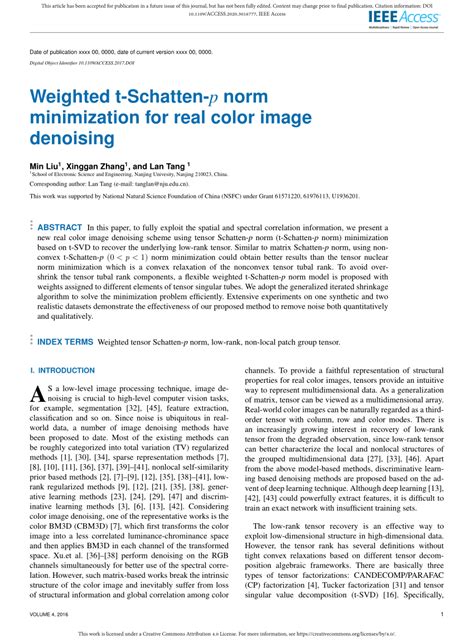 pdf weighted t schatten p norm minimization for real color image