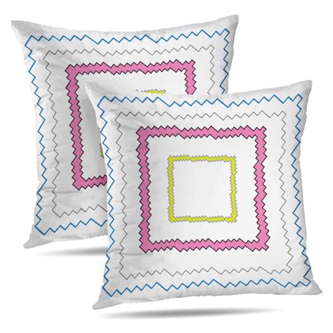 Lalilo Throw Pillow Covers Zigzag Borders And Frames Blue Black Cushion