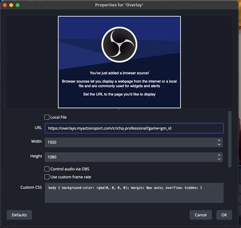 Obs My Action Sport Support