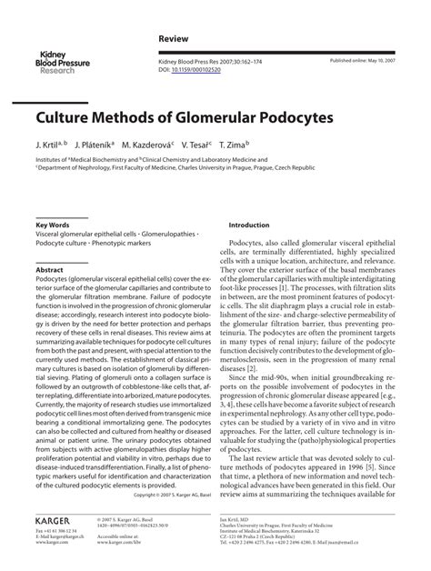 pdf culture methods of glomerular podocytes