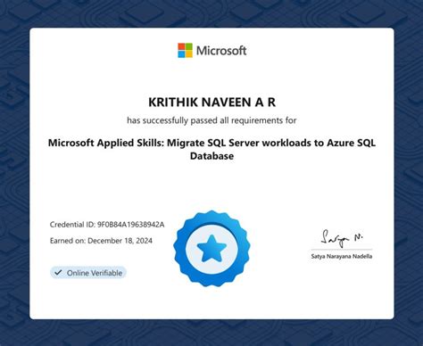 krithik naveen on linkedin microsoftcertification azuresql