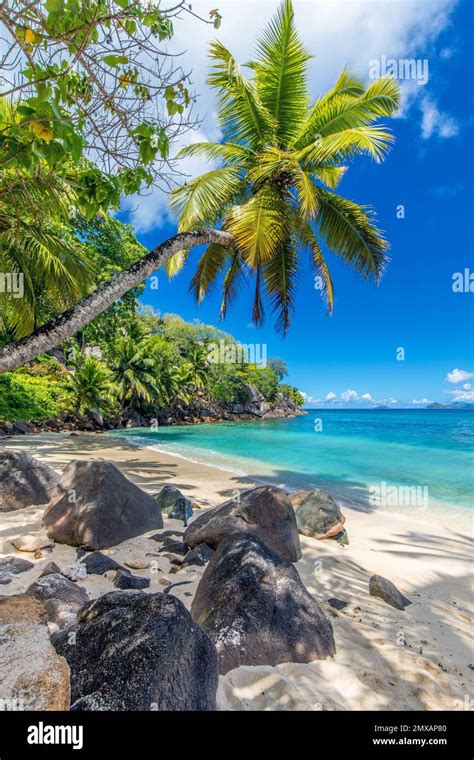 A Scenic Tropical Beach In Baie Lazare On The Island Of Mahe