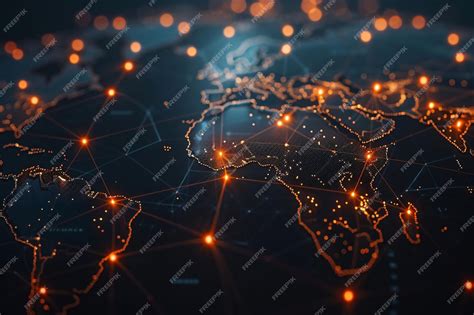 Global Network Connecting Cities Around The World With Data Flow Premium Ai Generated Image