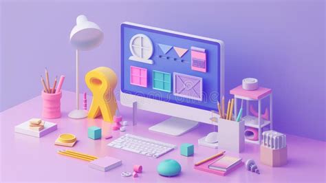 3d Model Isometric Landing Page Cad Engineer Project On Computer Desktop Screen With