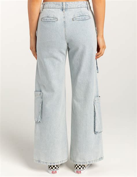 Rsq Womens Low Rise Cargo Pants Light Wash Tillys