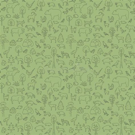 Temperate Broadleaf Forest And Mixed Forest Biome Seamless Pattern Terrestrial Ecosystem World