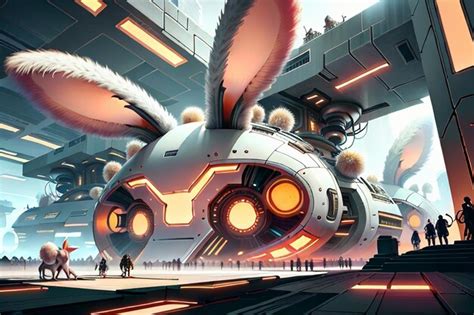 Rabbit Science Fiction City Base Future Technology Development Concept