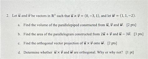 Solved Let Vec U And Vec V Be Vectors In R3 Such That Chegg Com