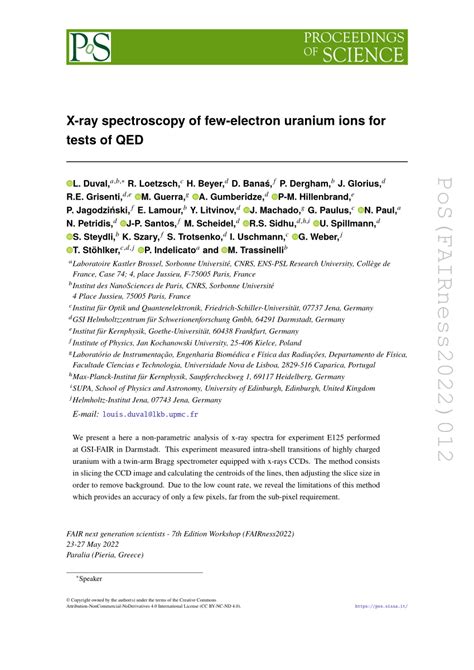 Pdf X Ray Spectroscopy Of Few Electron Uranium Ions For Tests Of Qed