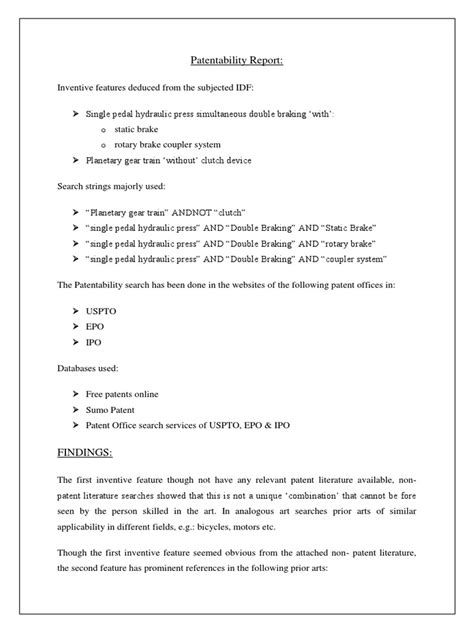 Patentability Reportdocx Prior Art Patent Free 30 Day Trial Scribd