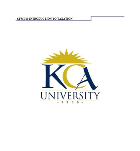 Introduction To Taxation Notes Kca Pdf Notes