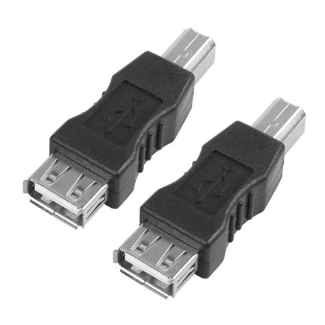 NEW 2X USB Printer Adapter Type A Female B Male Black Silver Tone Walmart Com