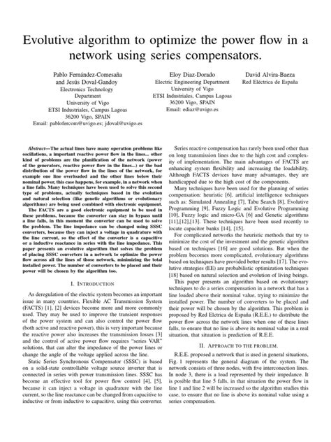 evolutive algorithm to optimize the power flow in a network using