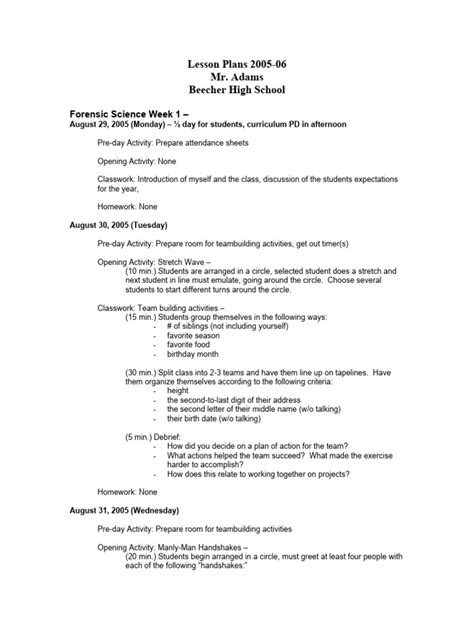 Lesson Plans Forensic Science Term 1 Pdf Forensic Science