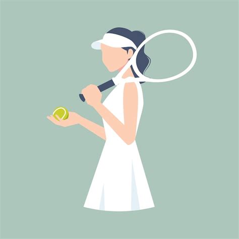 여성 테니스 선수 터 일러스트레이션 프리미엄 벡터