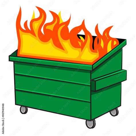 Cartoon Style Vector Of A Dumpster Fire Representative Of A Mismanaged Situation Stock Vector