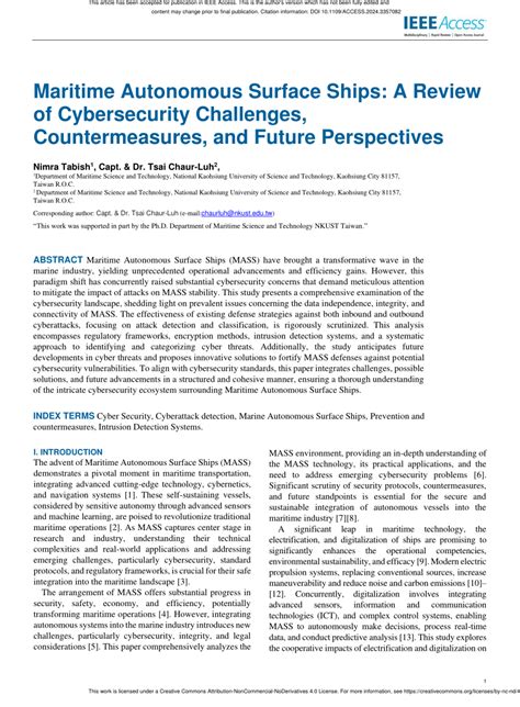 Pdf Maritime Autonomous Surface Ships A Review Of Cybersecurity Challenges Countermeasures