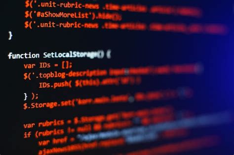 Premium Photo Software Developer Programming Code Abstract Computer Script Code Selective Focus