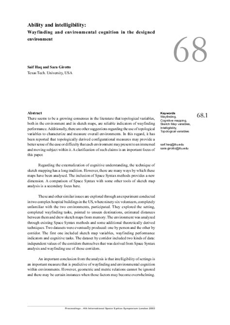 Pdf Wayfinding And Environmental Cognition In The Designed Environment