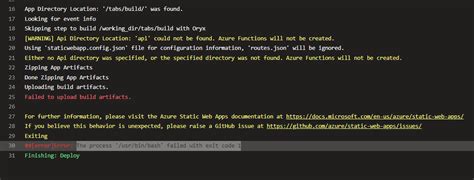 Azure Pipeline Failing · Issue 1015 · Azurestatic Web Apps · Github