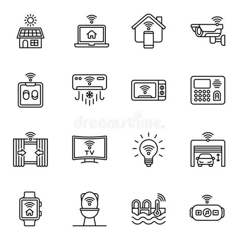 Home Automation Icons Set 1 Smart Home Line Icon Stock Vector Illustration Of Button Icons