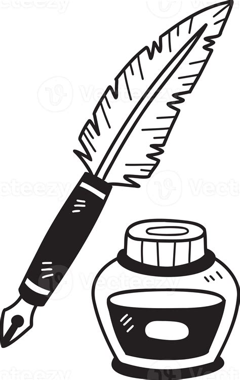 Hand Drawn Ink Bottle And Nib Illustration 13127105 Png