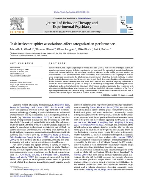 Pdf Task Irrelevant Spider Associations Affect Categorization Performance