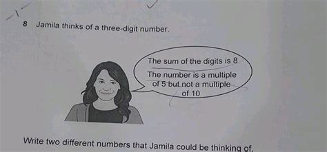 8 Jamila Thinks Of A Three Digit Numbern Begin Array L Text